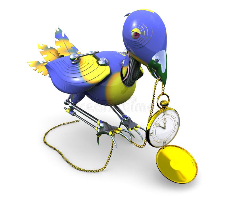 Bird with Golden Clock - 3D Illustration Stock Illustration ...