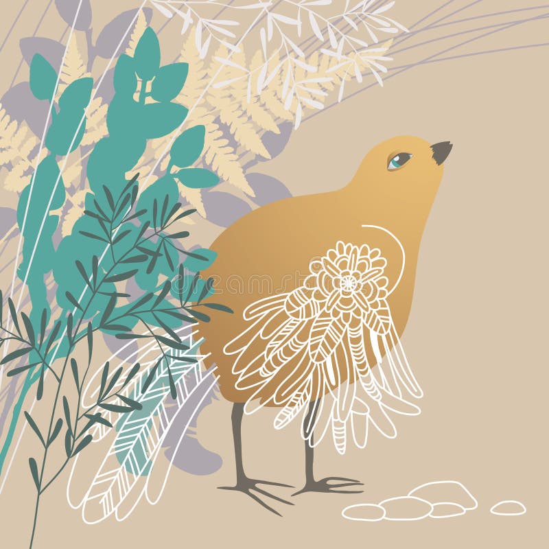 Bird in Grass stock vector. Illustration of looking, plants - 30321567