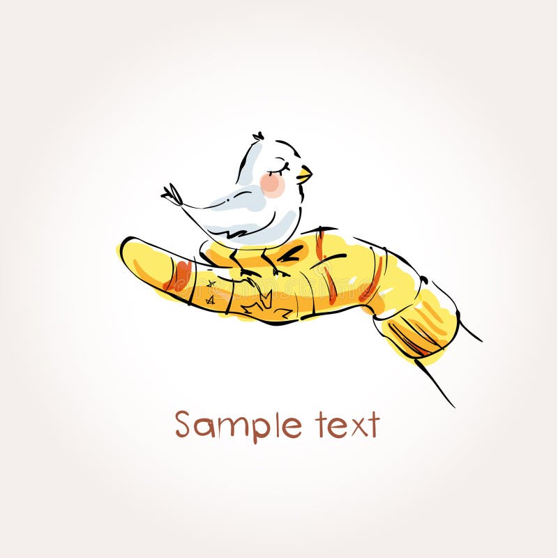 The bird in a hand stock illustration. Illustration of style - 64493842