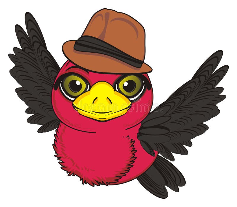 Bird in hat stock illustration. Illustration of sweet - 86635721