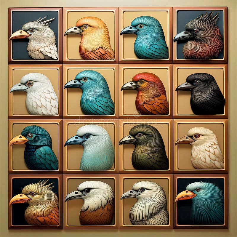 Bird heads stock illustration. Illustration of sculpture - 352731512