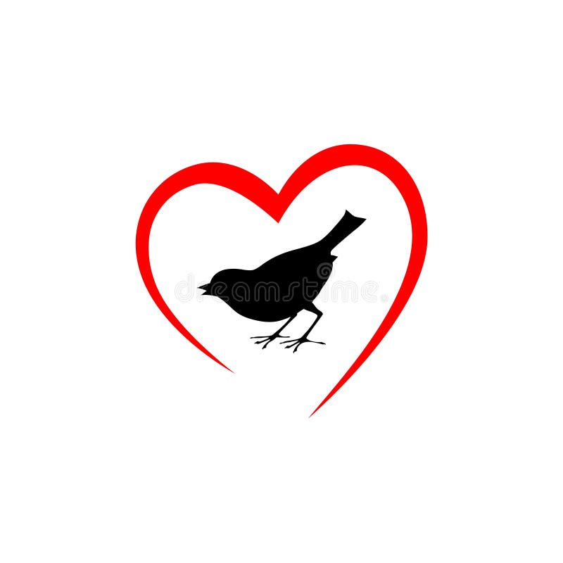 Bird in Heart Icon with Shadow Stock Vector - Illustration of lover ...