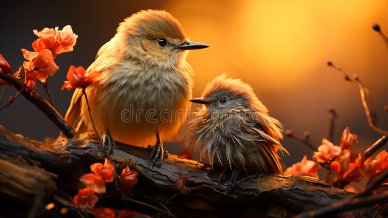 A Bird with His Child in a Nest Stock Image - Image of backyard, wings ...