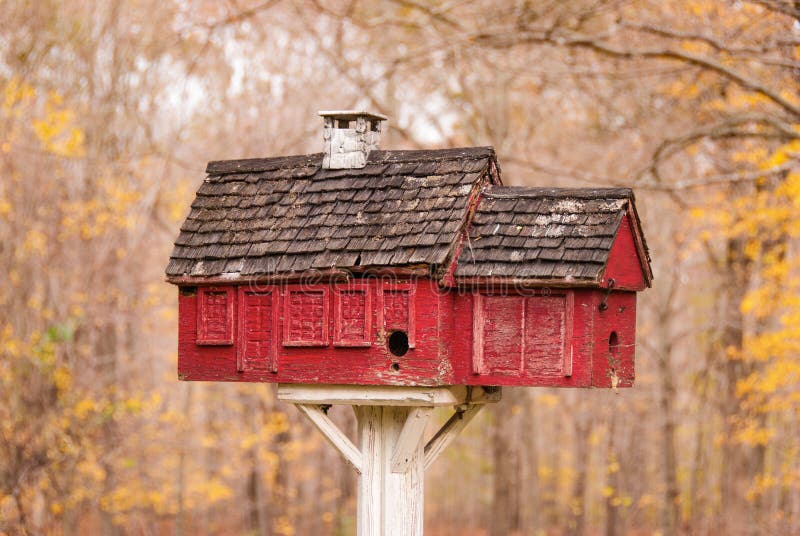 Red Bird House - Autumn in New England Stock Image - Image of house ...