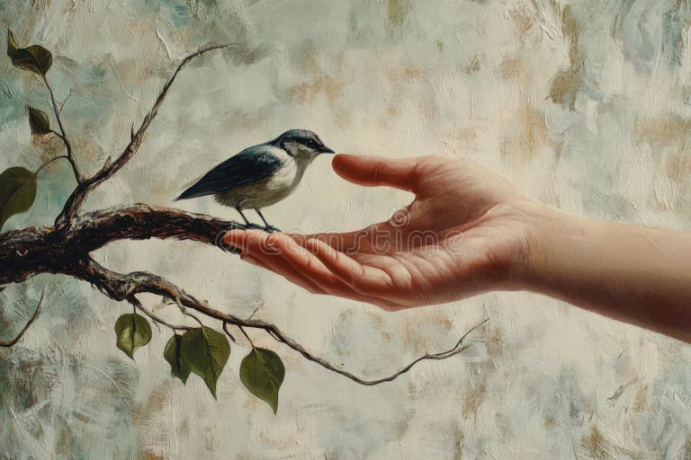 Bird and Human Connection stock illustration. Illustration of feather ...