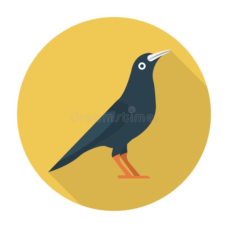 Bird Vector Flat Color Icon Stock Vector - Illustration of crow ...