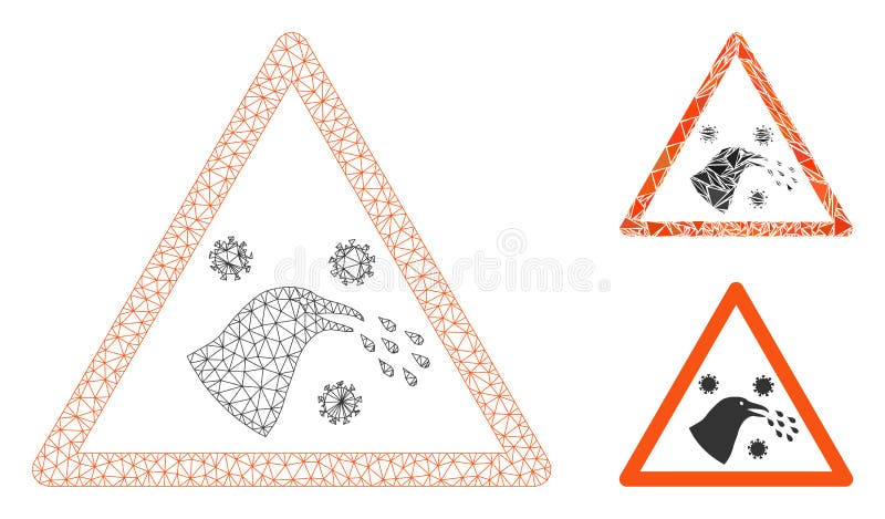 Bird Infection Warning Vector Mesh Wire Frame Model and Triangle Mosaic ...