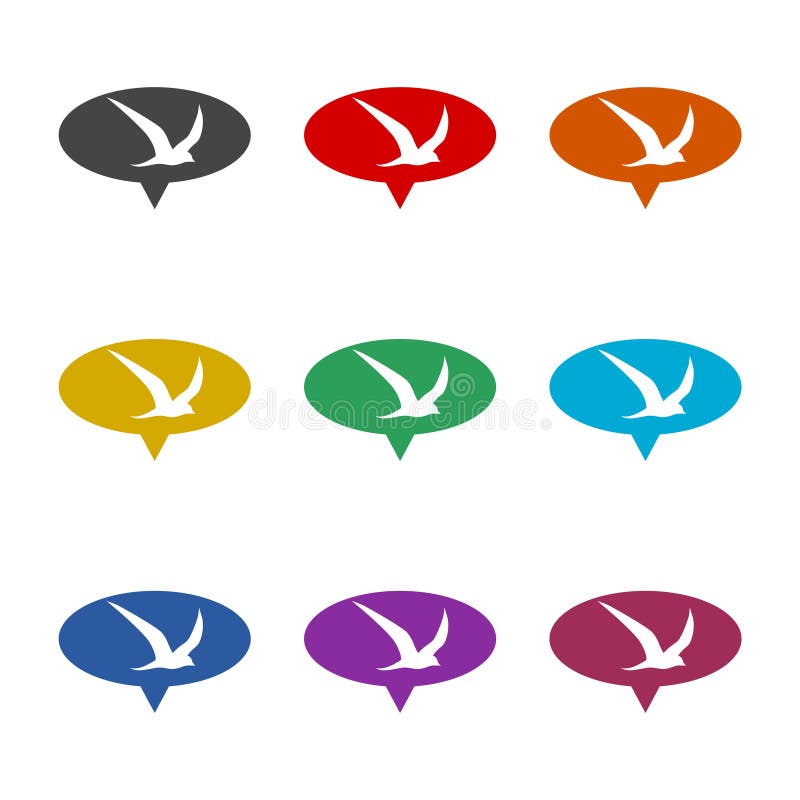 Bird Inside Speech Bubble Icon Color Set Stock Vector - Illustration of ...