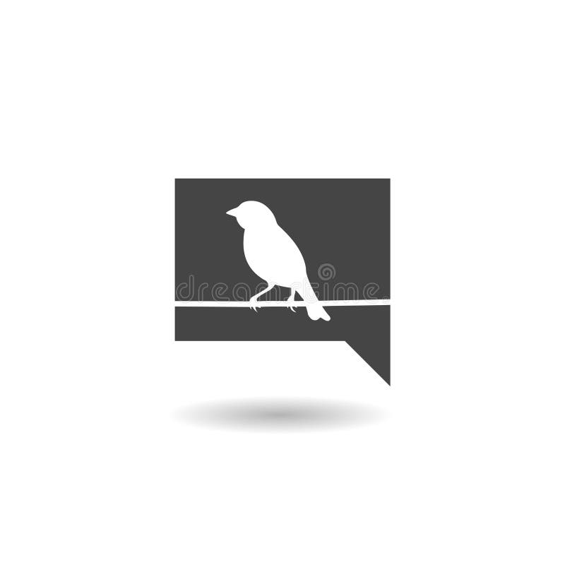 Bird Inside Speech Bubble Icon with Shadow Stock Vector - Illustration ...