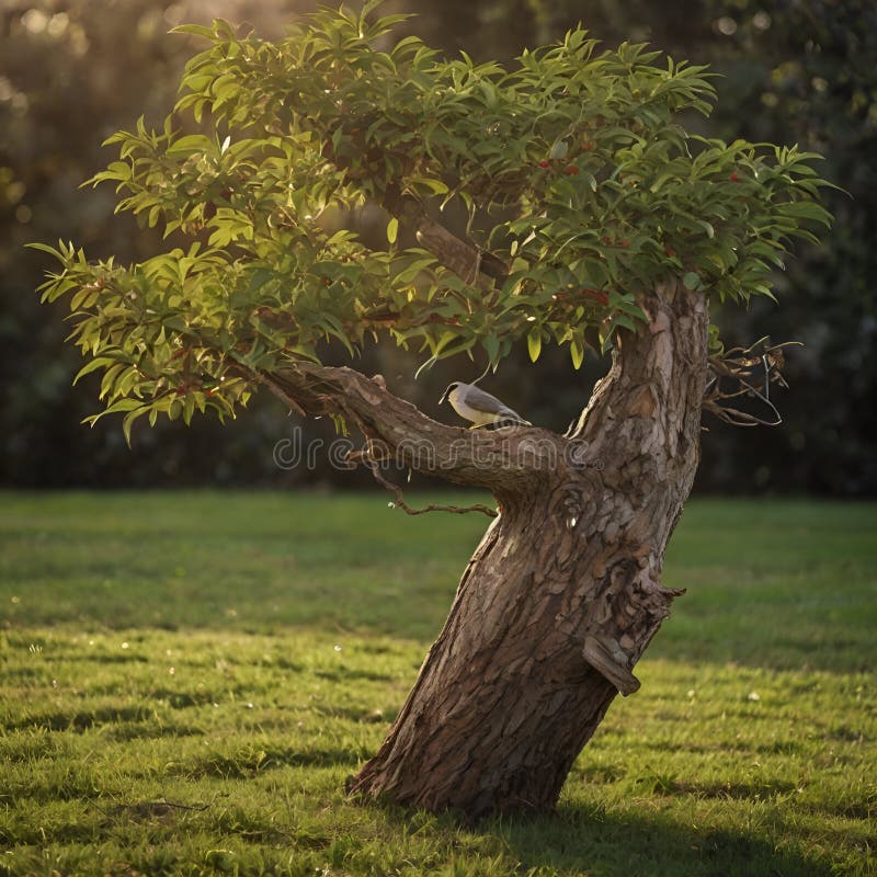 Bird on a Leaning Tree stock image. Image of garden - 352472963