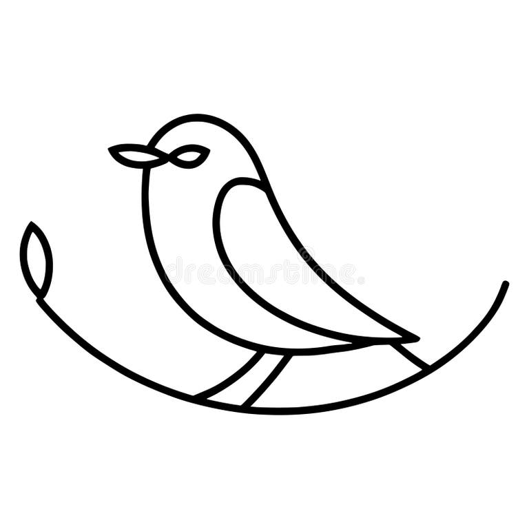 Bird Line Art Victor Illustration with White Background Stock Vector ...
