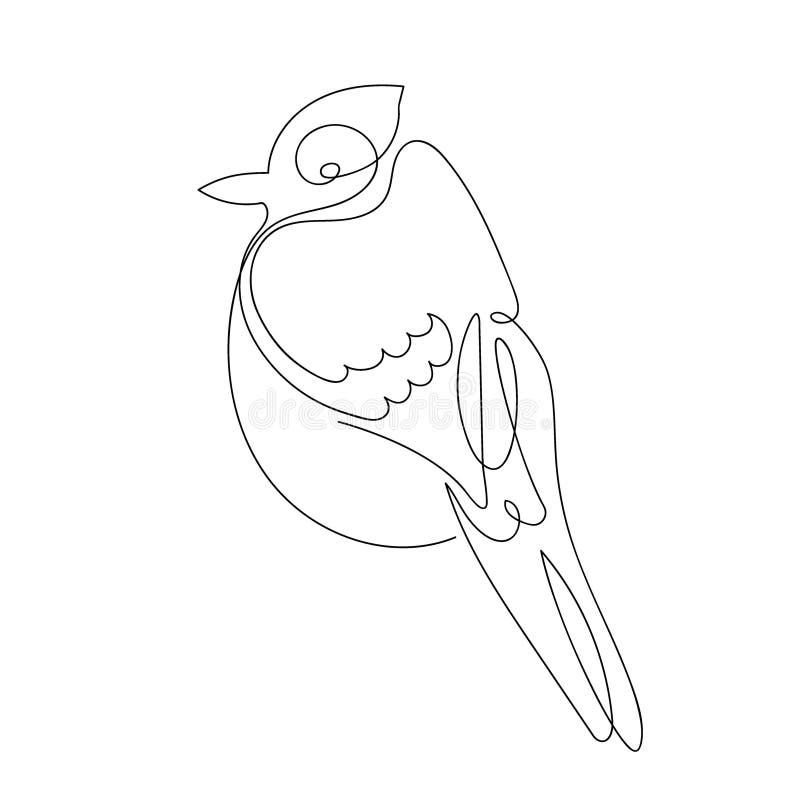 Bird Line Drawing. One Continuous Line Drawing Ruffled Bird, Hand Drawn ...
