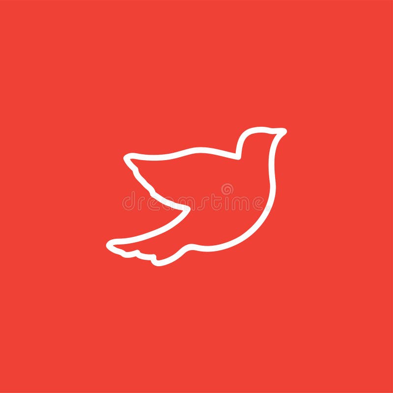 Bird Line Red Icon on White Background. Red Flat Style Vector ...