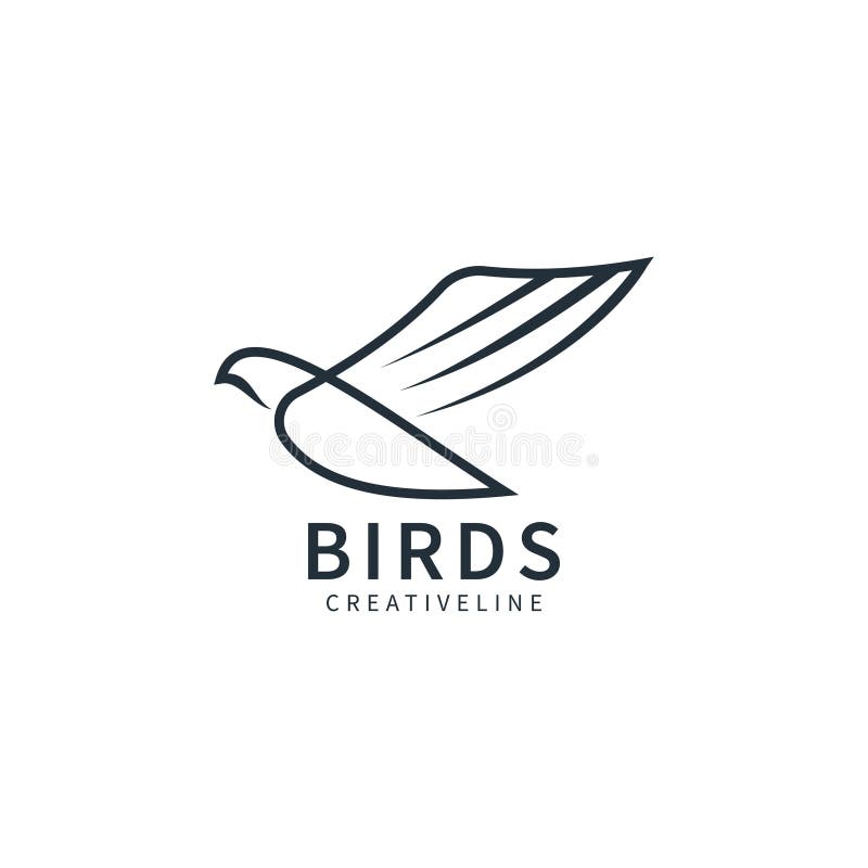 Bird Line Logo Design Template, Icon Illustration Stock Vector ...