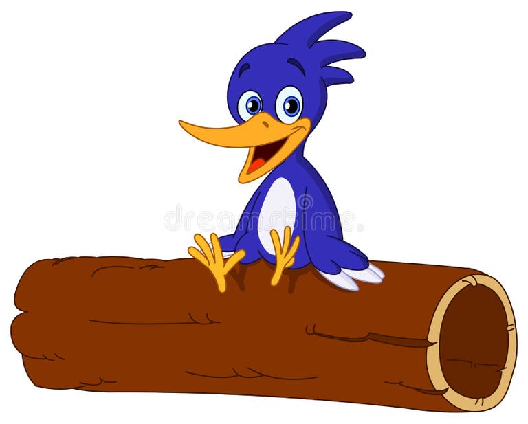 Bird on log stock vector. Illustration of design, adorable - 16062110