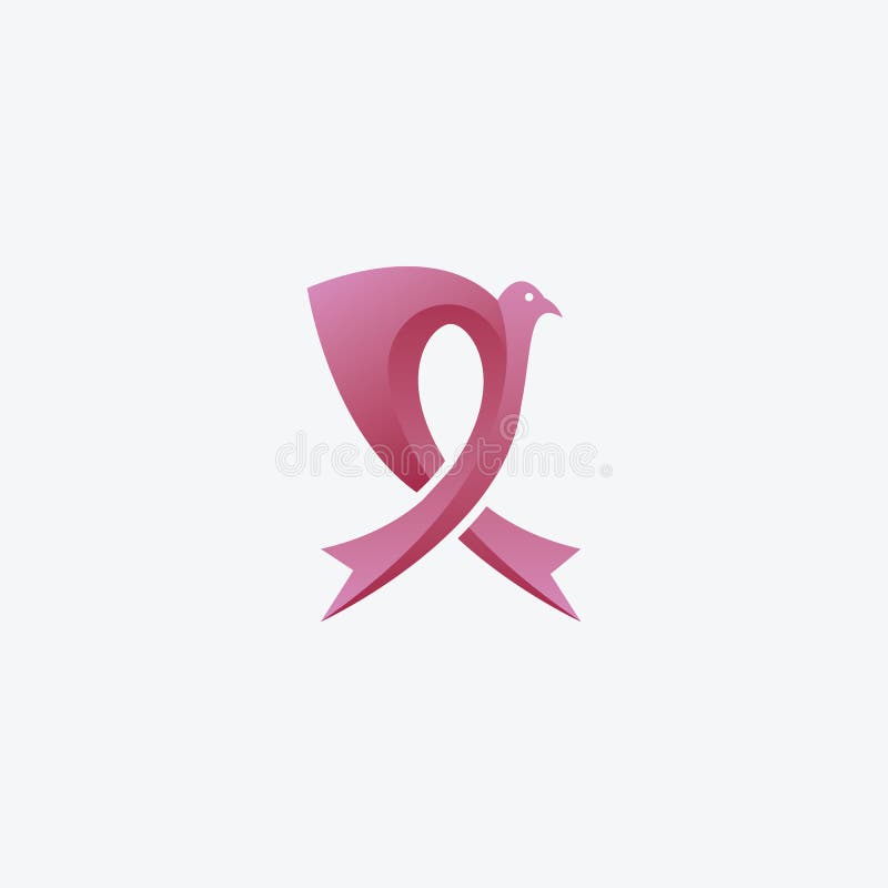Vector Template Bird Logo Design with Cancer Ribbon. Stock Vector ...