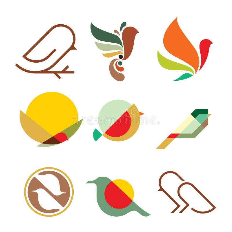 Bird logo icon design set stock vector. Illustration of freedom - 205093522