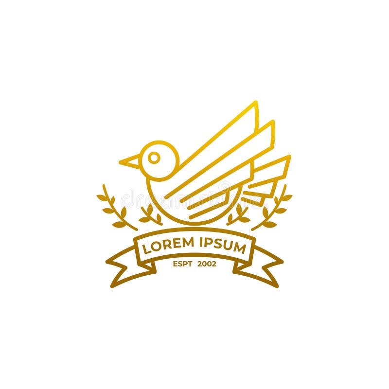 Bird Logo with Simple Design Vector, Gold Color Stock Illustration ...