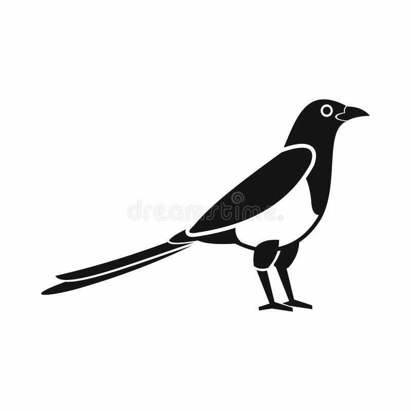 Bird Magpie Icon, Simple Style Stock Vector - Illustration of drawing ...