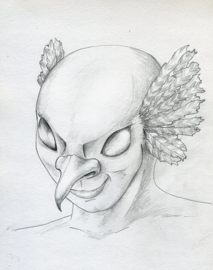 Bird - man face sketch stock illustration. Illustration of animal - 9130103