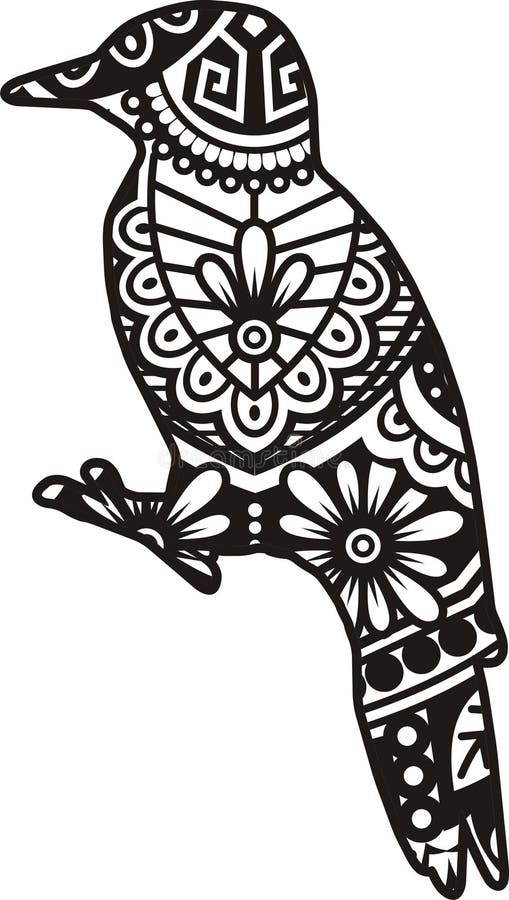 Bird Mandala Vector Line Art Style Stock Illustration - Illustration of ...