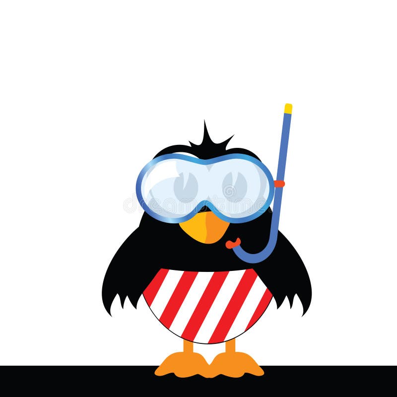 Bird with a Mask for Diving Illustration Vector Stock Vector ...