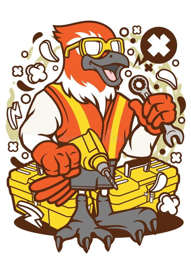 Bird Mechanic Worker stock illustration. Illustration of bird - 323001206