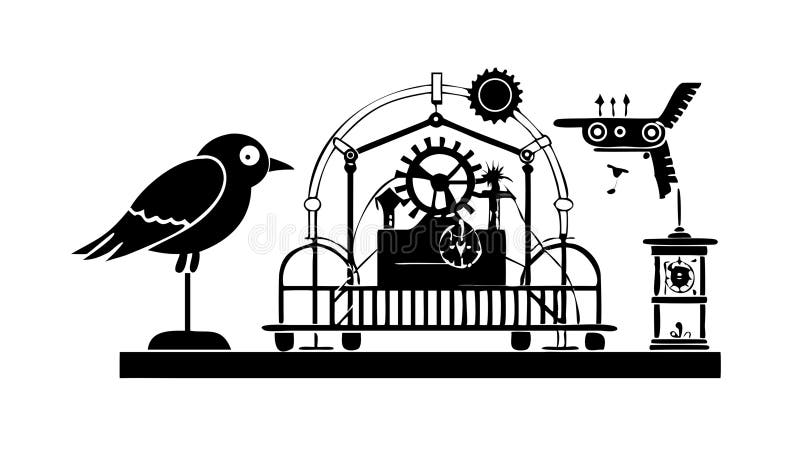 Bird in Mechanical Structure, Robotic Fauna Concept, Vector Design ...