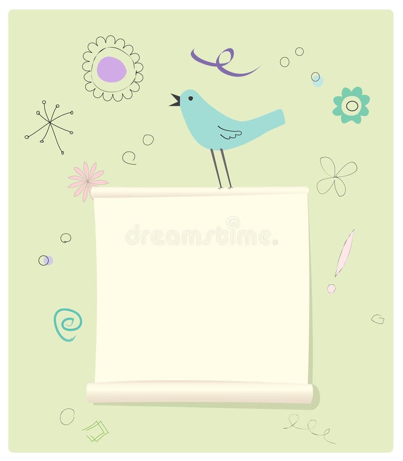 Bird with a Message Page stock vector. Illustration of decorative ...