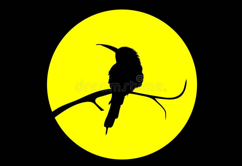Bird on moon. Vector. stock vector. Illustration of branch - 3490625