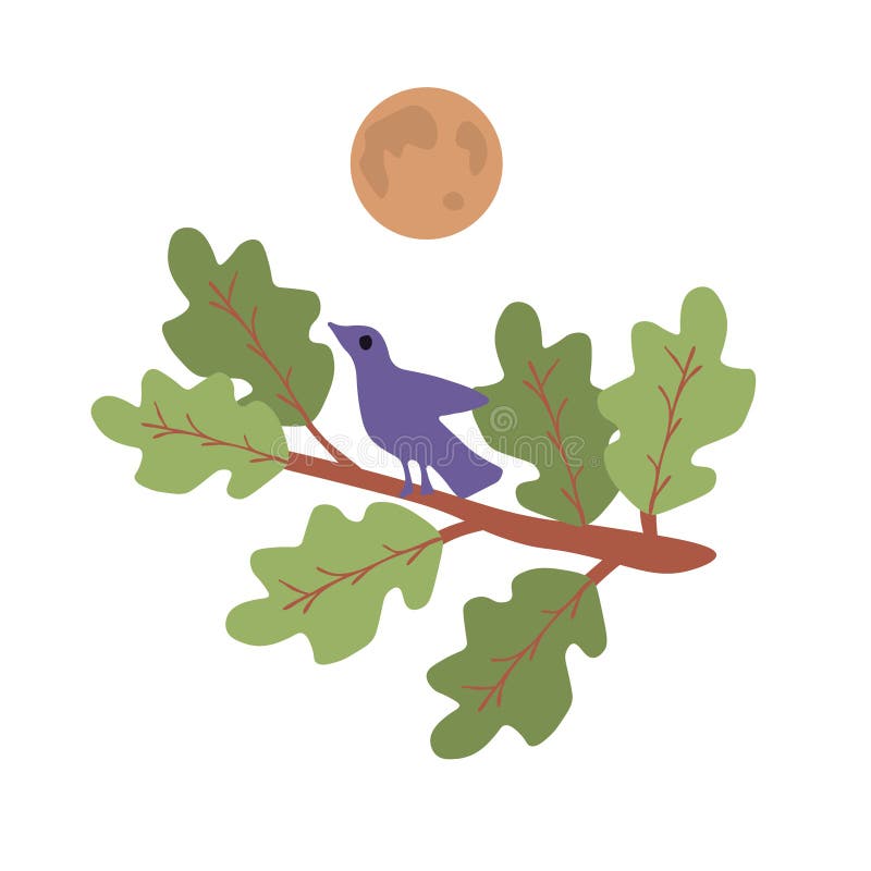 Bird and moon stock vector. Illustration of sybol, nature - 210264874