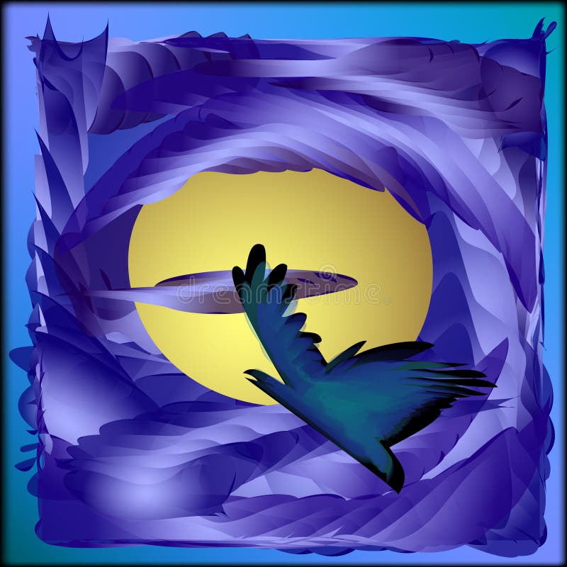 A bird in the moonlight. stock vector. Illustration of celebration ...