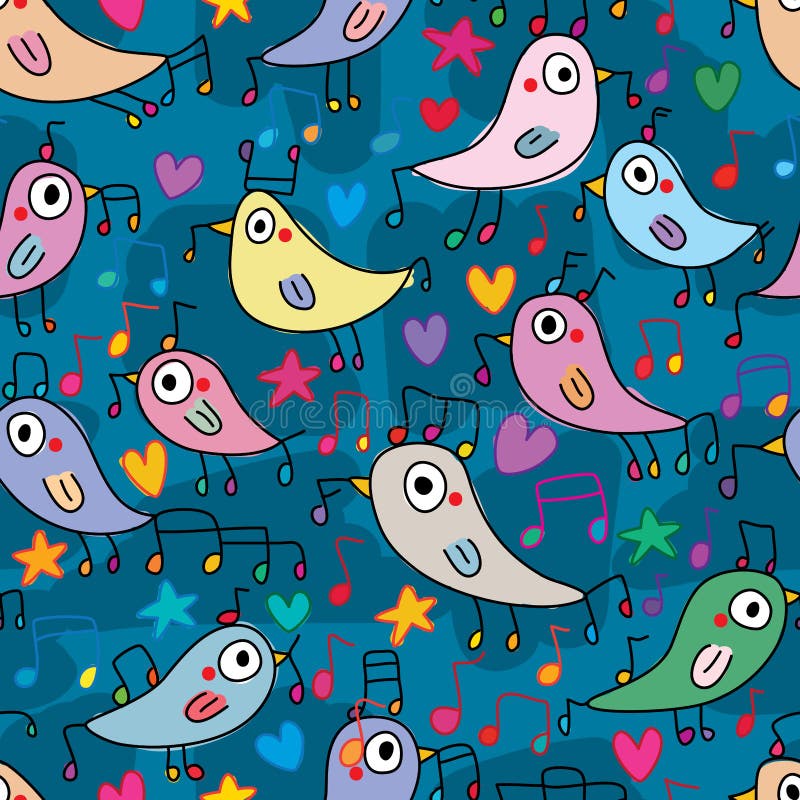 Bird and Music Seamless Pattern Stock Vector - Illustration of spring ...