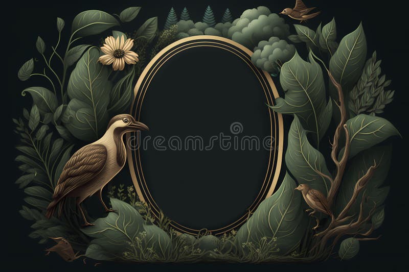 A Bird in Nature Surrounded by Trees and Flowers. Dark Artistic ...