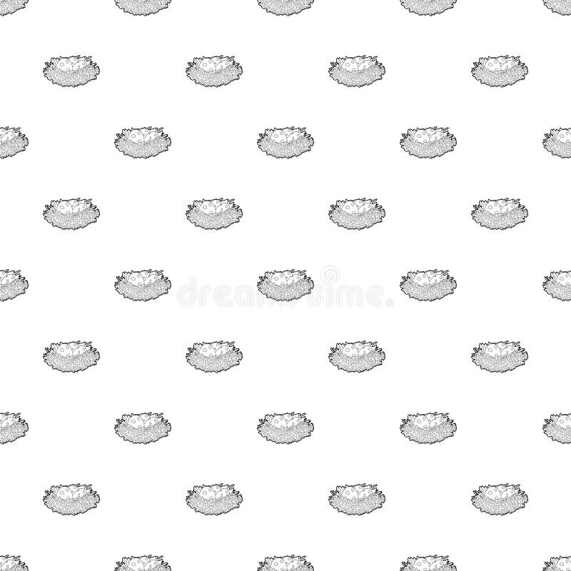 Bird Nest with Eggs Pattern Vector Seamless Stock Vector - Illustration ...