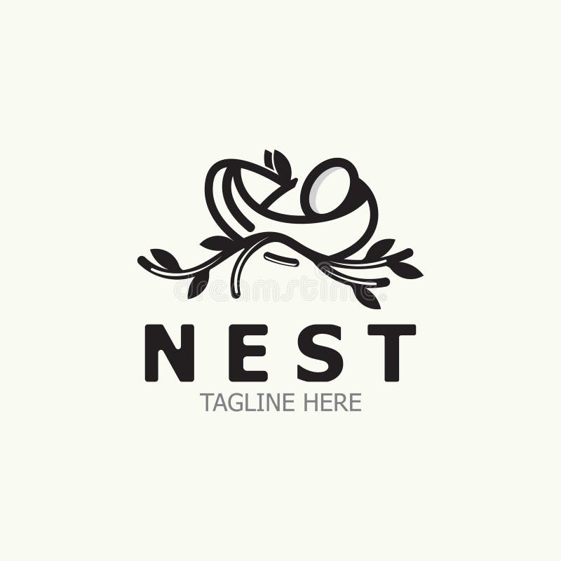 Bird Nest Logo Branch Natural Root Tree Spring Template Vector Stock ...