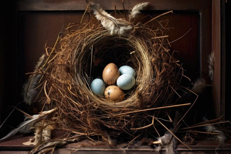 Bird Nest in a Vent with Eggs Inside Stock Illustration - Illustration ...