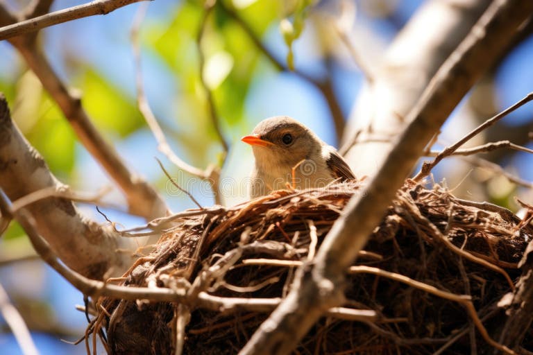 A bird nesting on a branch stock photo. Image of nature - 293030398