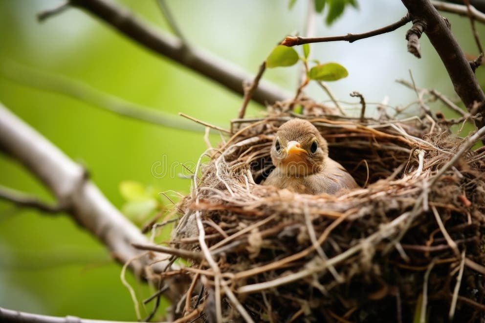 A bird nesting on a branch stock photo. Image of branch - 293039866