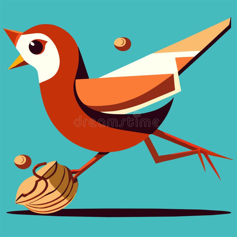 Bird with a Nut in Its Beak, Vector Illustration, Eps Generative AI ...