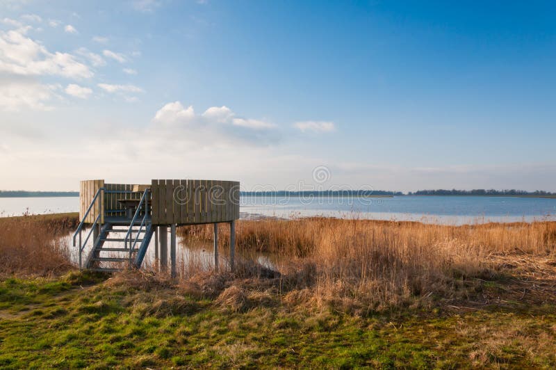Bird Observation Platform in a Nature Reserve Stock Photo - Image of ...