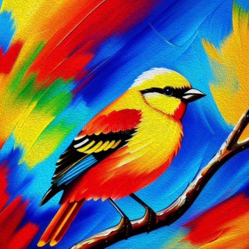 Bird . Oil Painting . Pattern To Print for Wall Decorations Stock ...