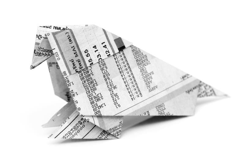 Bird Origami from Newspaper Isolated Stock Image - Image of recycle ...