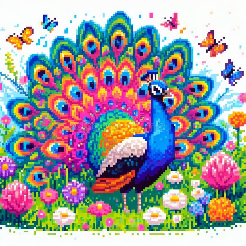 Bird of Paradise Illustrator Design,pixel Art Stock Illustration ...
