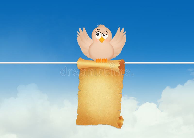 Bird with parchment stock illustration. Illustration of wings - 105305085