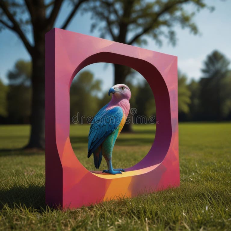 Bird in the Park on a Rectangular Figure Stock Illustration ...