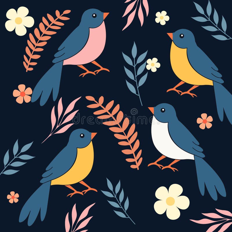 Bird Pattern Animal Background Art Wildlife Textile Illustration Stock ...