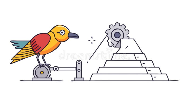 Bird Perched on Abstract Pyramid Structure, Symbolizing Knowledge, History and Aspiration ...