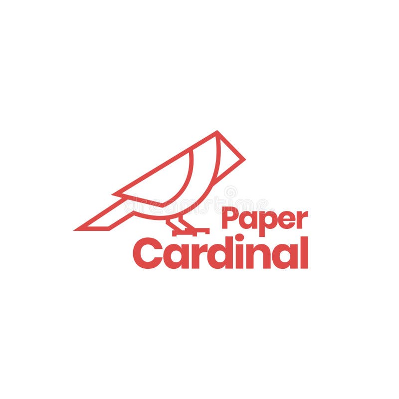 Bird Perched Cardinal Paper Craft Style Line Minimal Logo Design Vector ...