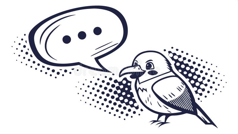 Bird in Speech Bubble, Talking Animal and Communication Art Vector ...